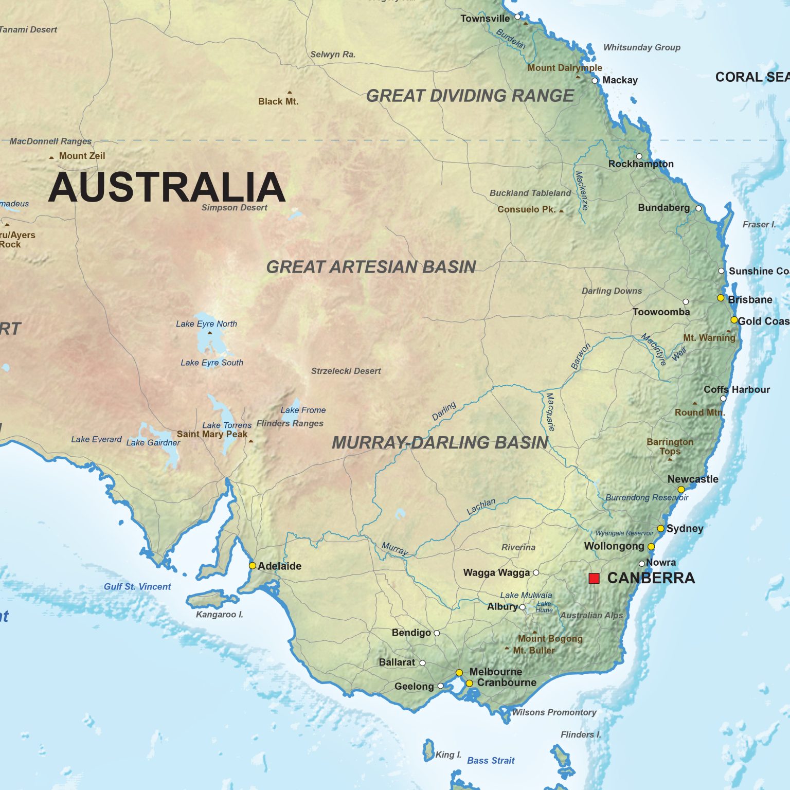 Physical Map Australia - Classic Edition - EPS & JPG - 1310 - The World ...