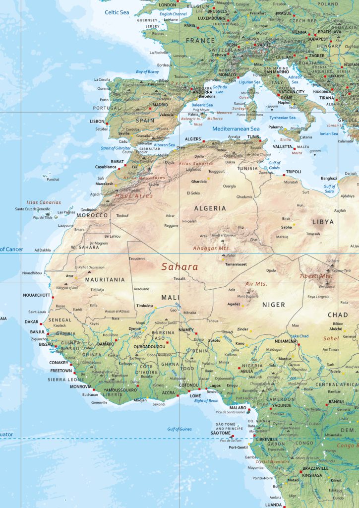 Physical World Map – Relief Extra Large – EPS & JPG – 1272 - The World ...