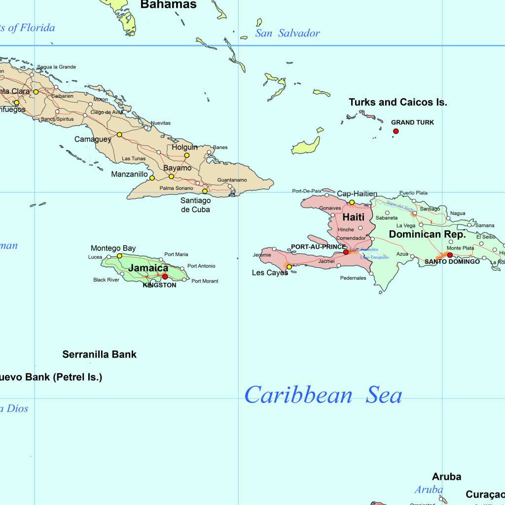 Political Map Central-America & Caribbean - EPS & JPG - 831 - The World ...
