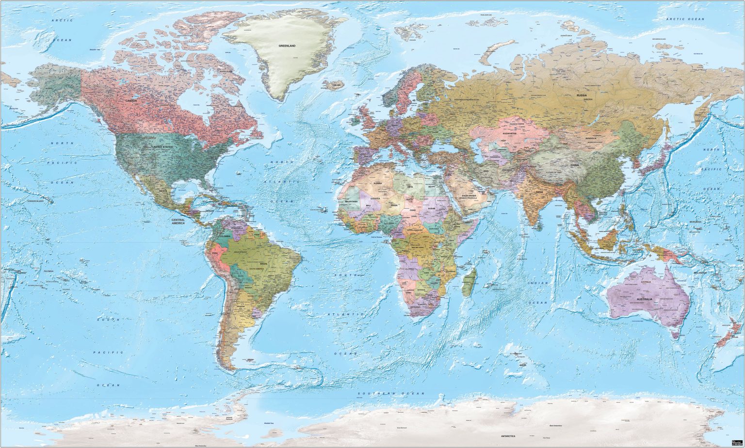 Political World Map - Height relief Large - EPS & JPG - 1271 - The ...